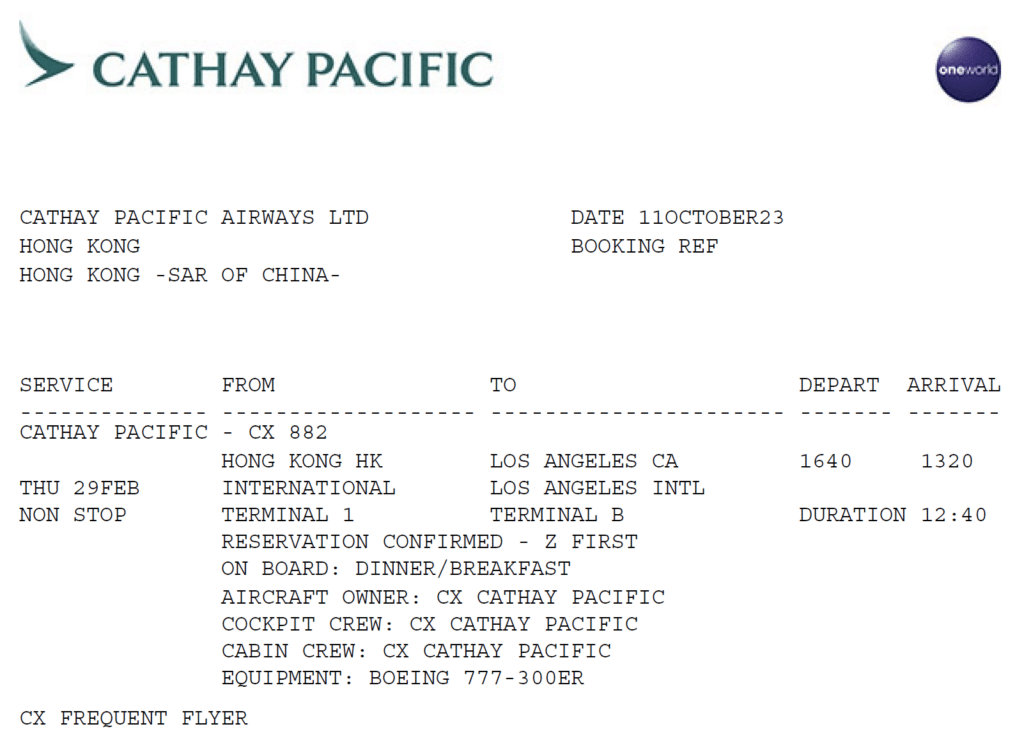 Booking Cathay Pacific First Class Using a Ticket Hold | Frugal Flyer