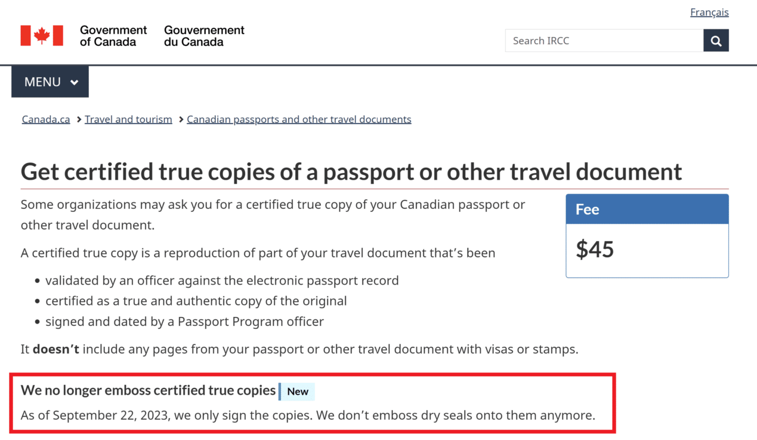 IRS Rejecting Certified True Copies of Canadian Passports | Frugal Flyer